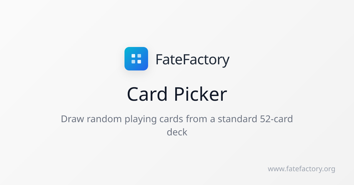 Free Random Card Picker | Virtual Playing Card Deck Generator | FateFactory